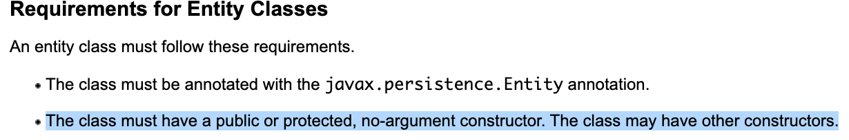 entity class 생성시 annotation 설정문제