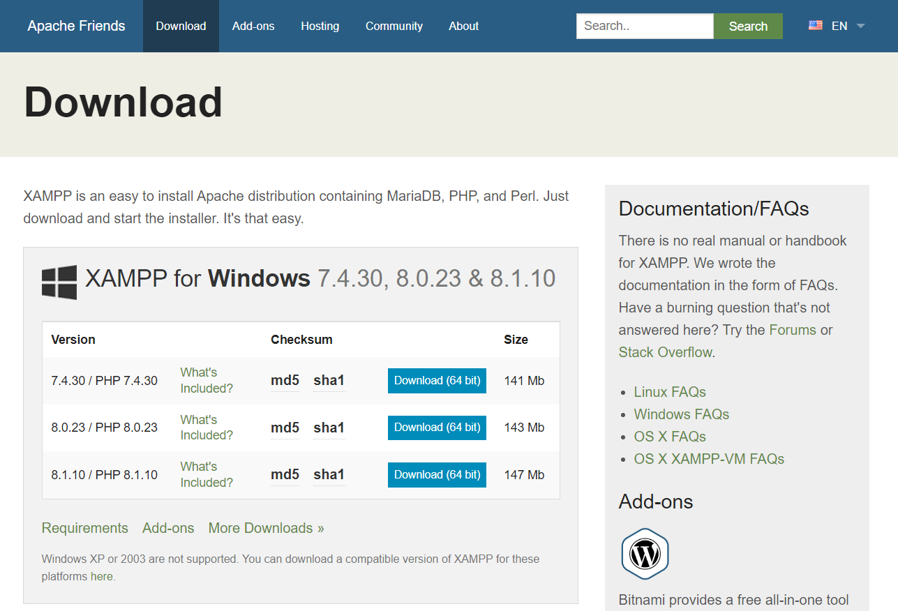 XAMPP 설치하기