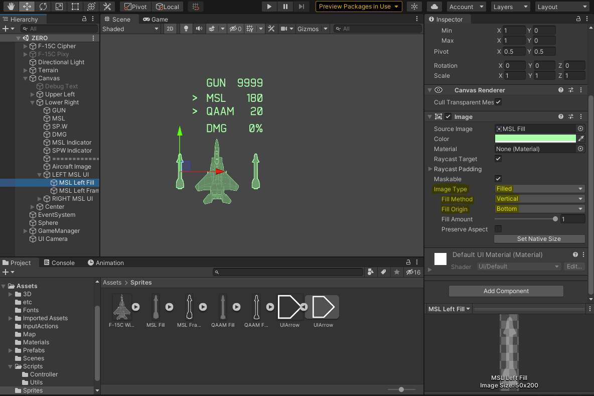 Ace Combat Zero: 유니티로 구현하기 #6 : UI (1) - 3인칭 HUD