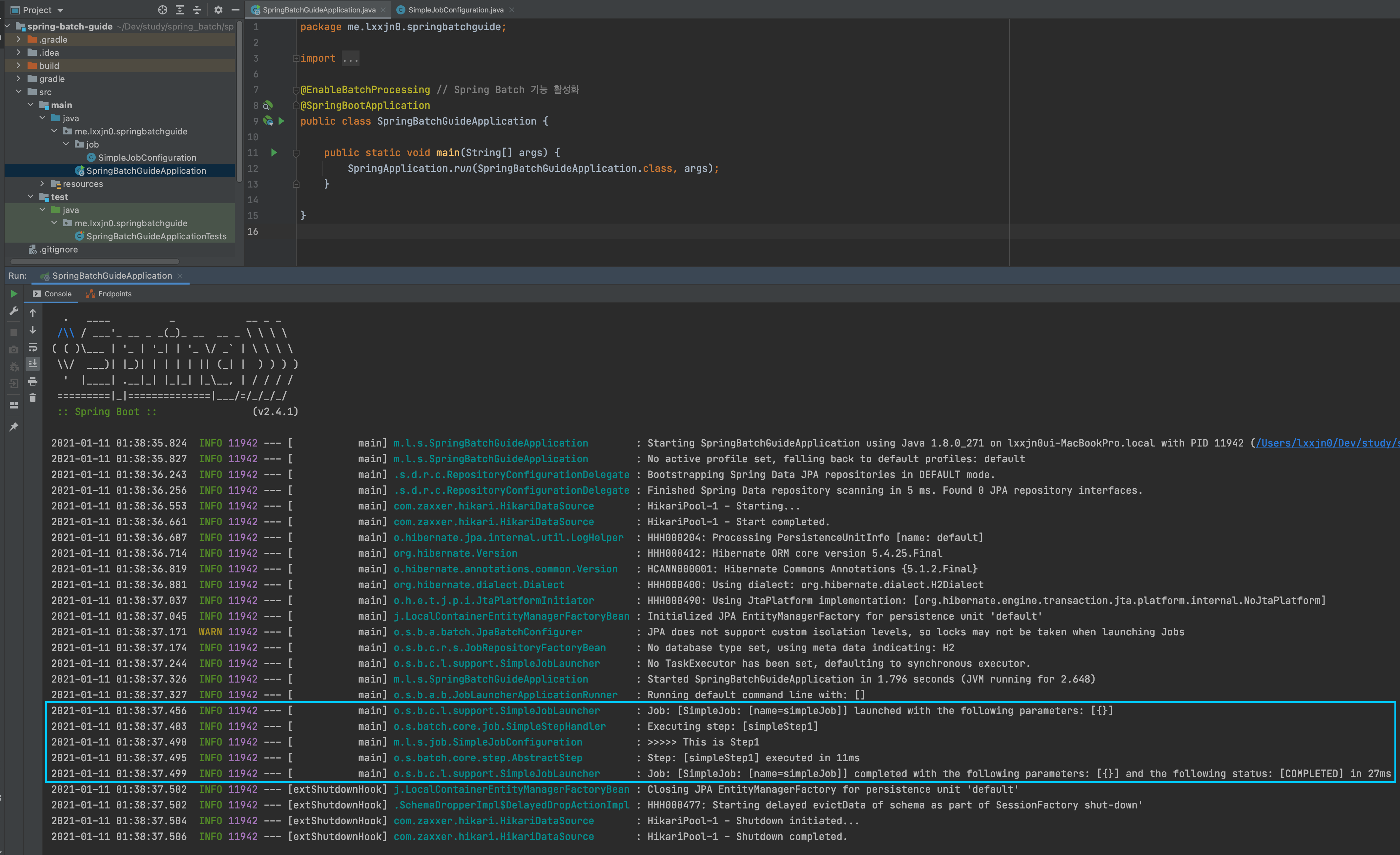 Spring Batch Guide - 02. Batch Job 실행하기
