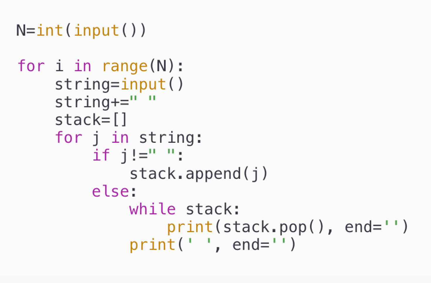 [백준]9093번_단어 뒤집기(Python)