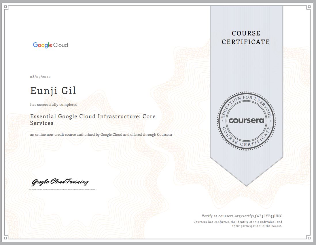 [GCP] Essential Google Cloud Infrastructure: Core Services 수료 완료! - 08/05
