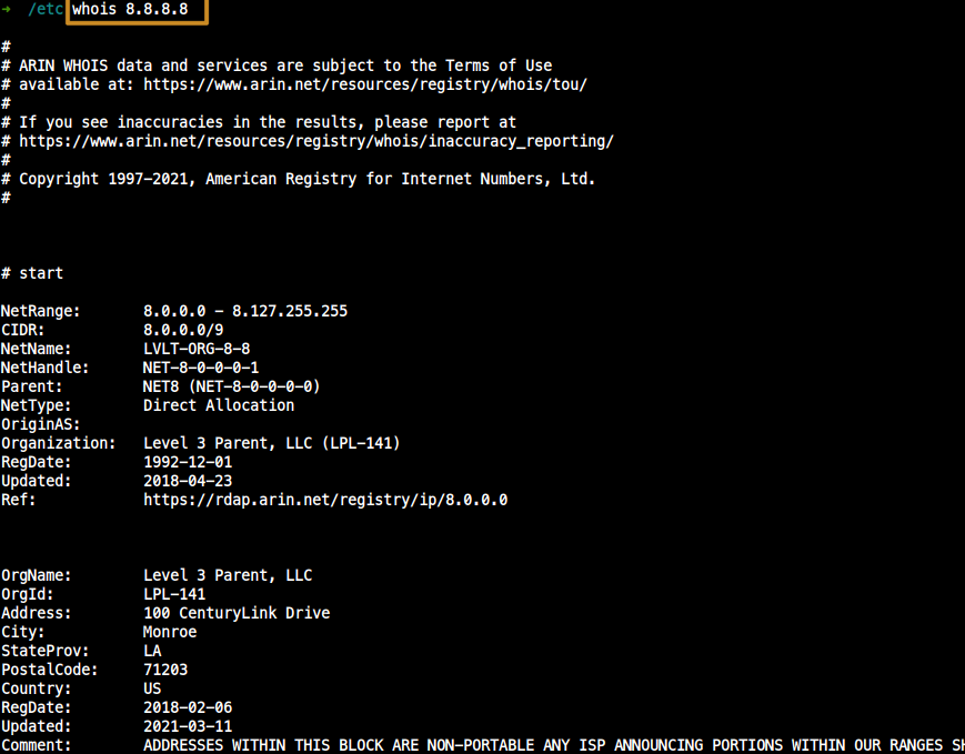 NetworkManager, netstat, ip route, dig, whois, nmap, ping