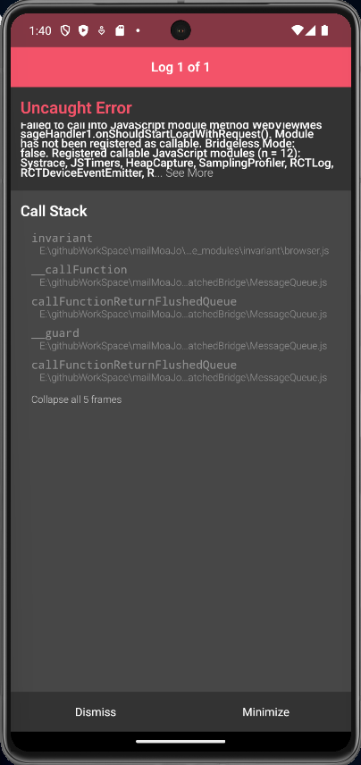 React Native - webview 에러 (해결x)