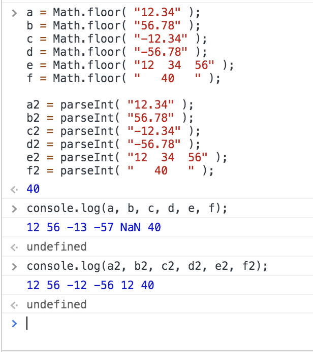 Javascript ParseInt Math floor 