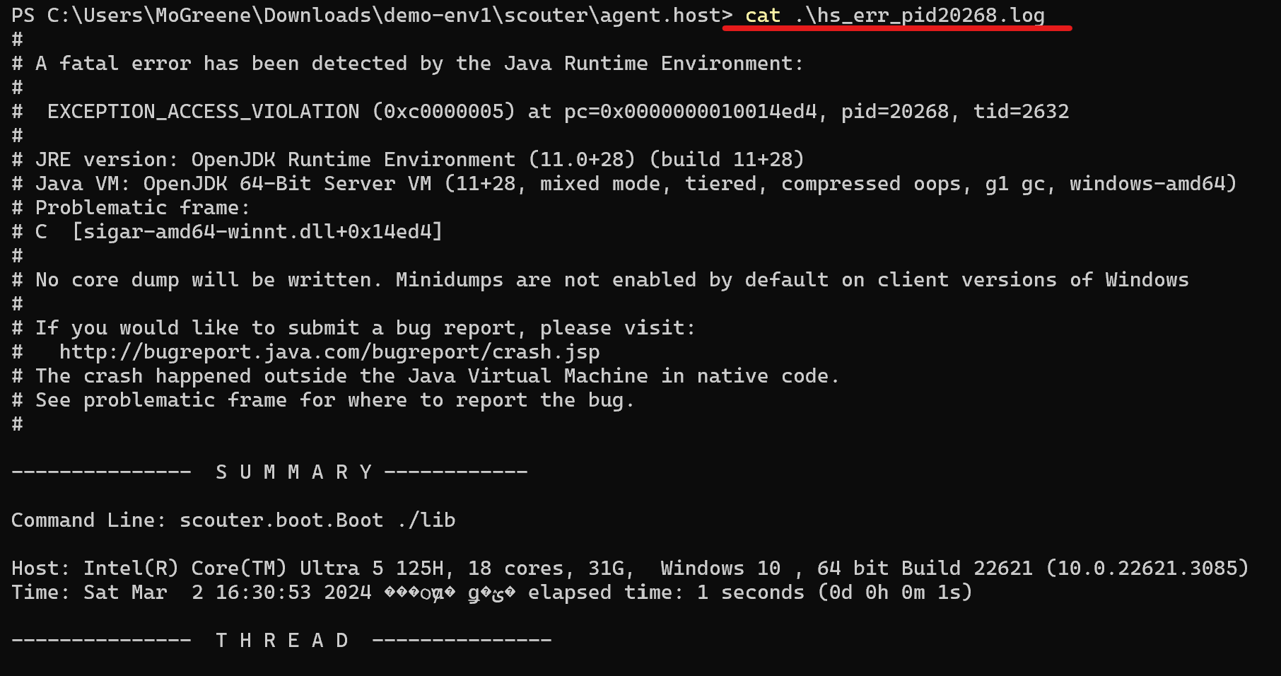Scouter APM window agent.host 에러