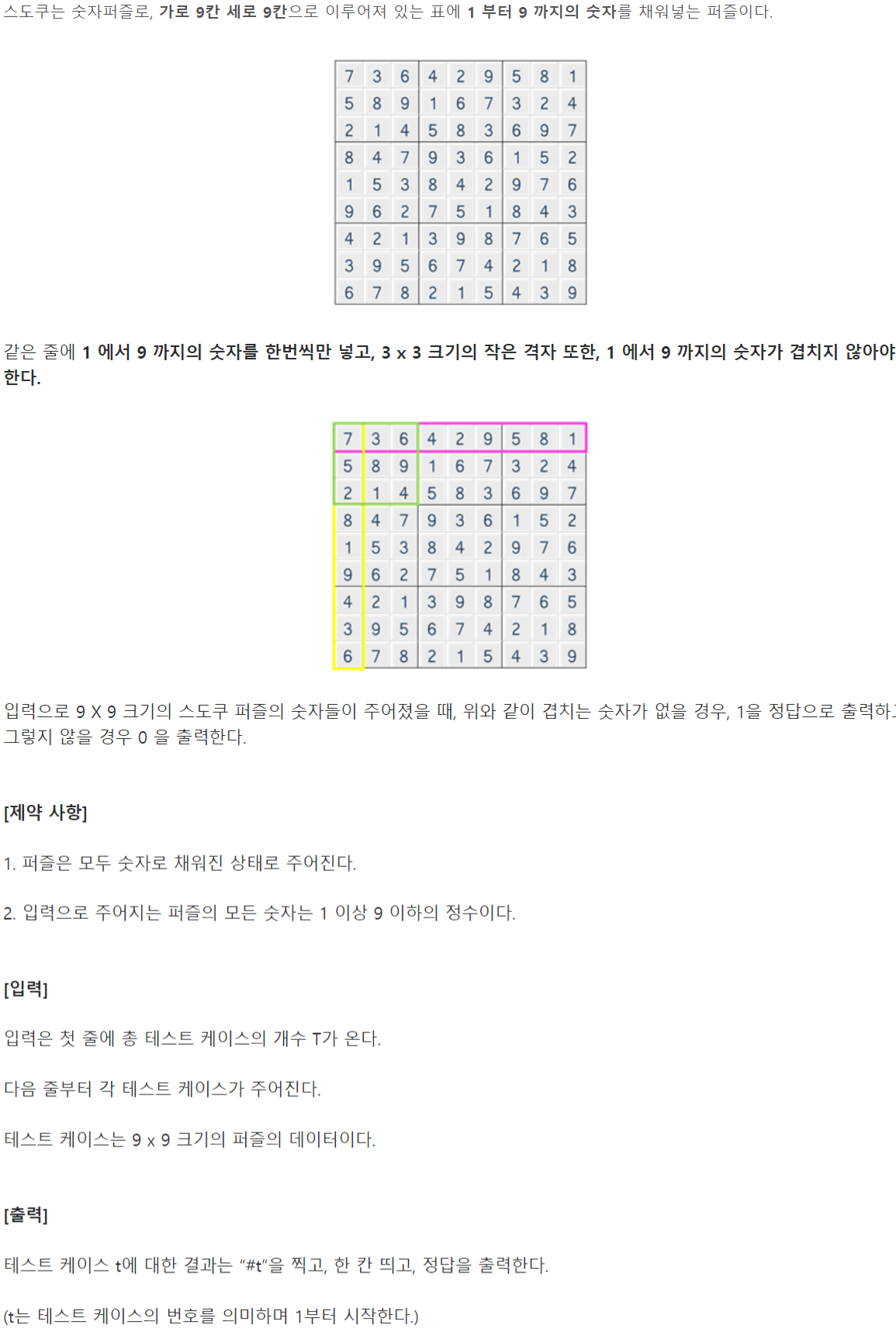 [Python] 스도쿠 검증 (SWEA 1974 파이썬)