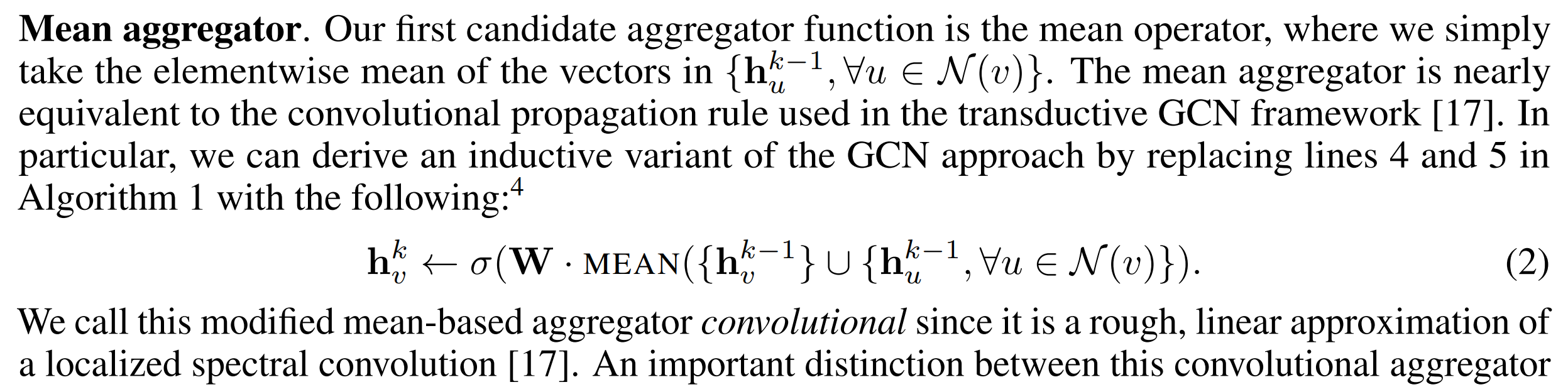 GraphSAGE에서 Mean Aggregator, GCN Aggregator에 관하여