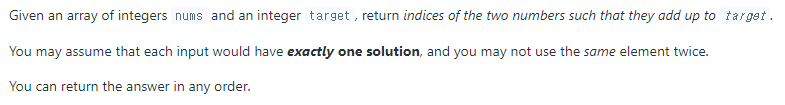 Algorithm Leetcode Two Sum 문제 1862
