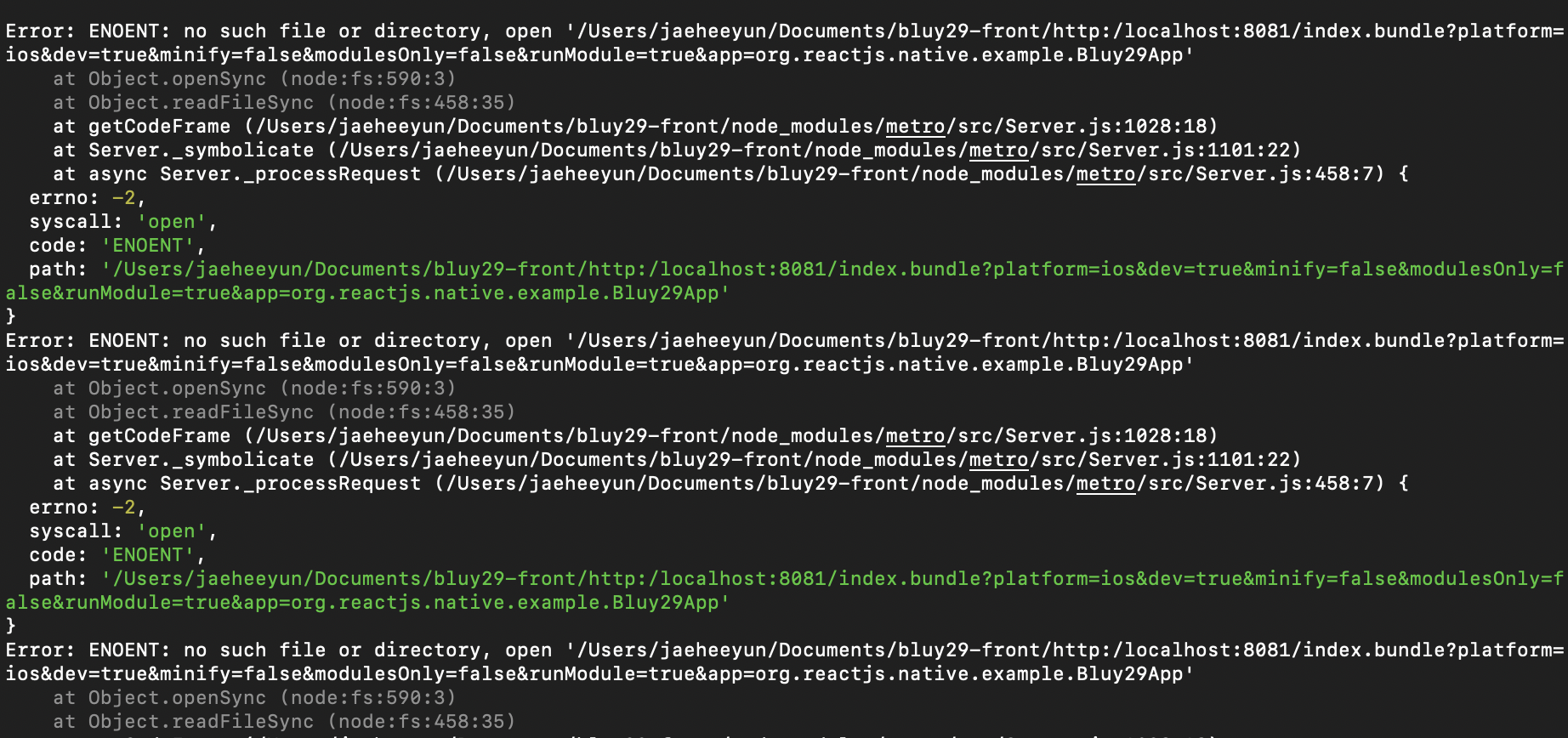 IOS Error 정리, Invariant Violation: No callback found with cbID 2 and 1