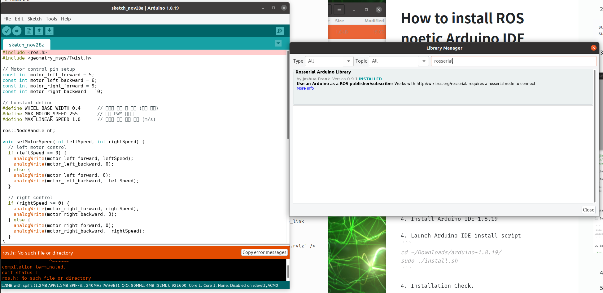How to install ROS noetic Arduino IDE
