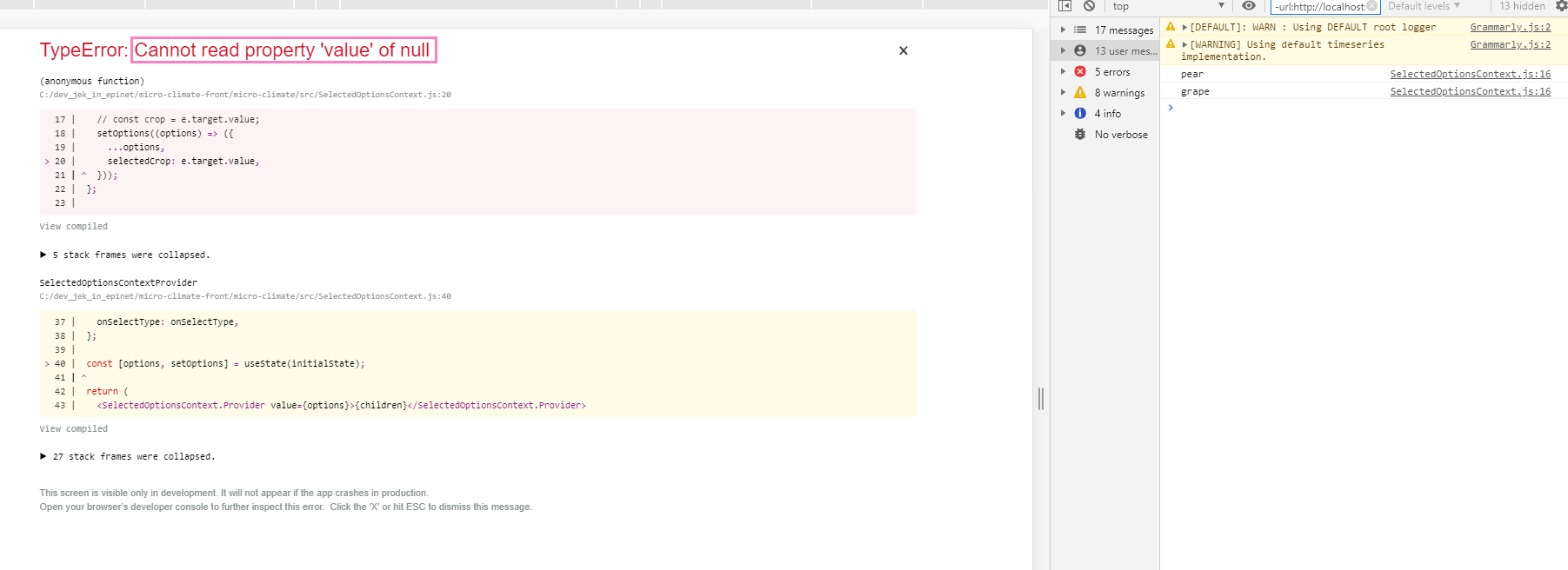 TypeError: Cannot read property 'value' of null TypeError: Cannot read property 'value' of null