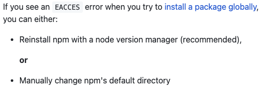 Npm Eacces Permissions Errors를 피하는 최고의 방법