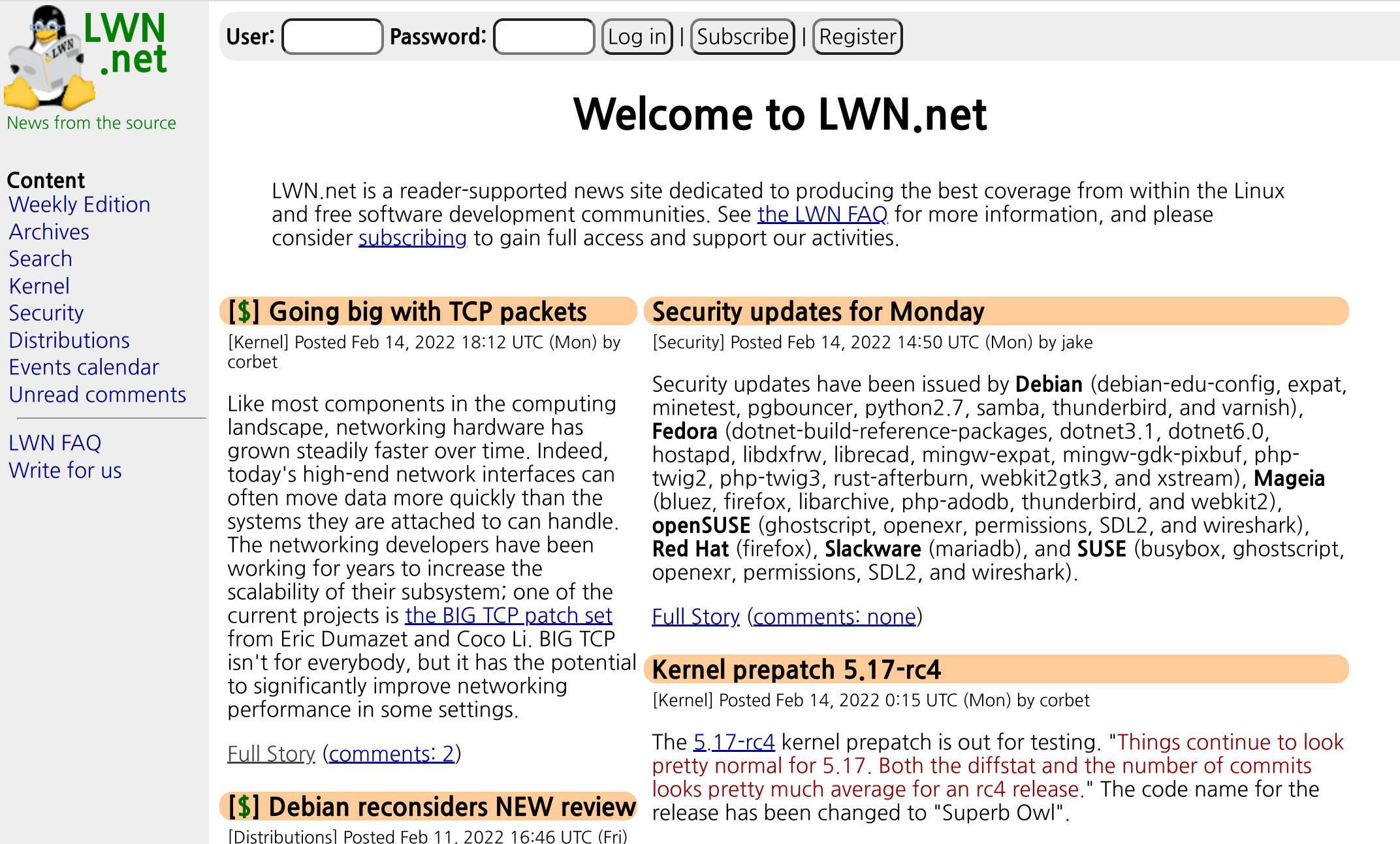 [Linux Kernel] LWN.net, mailing list 구독