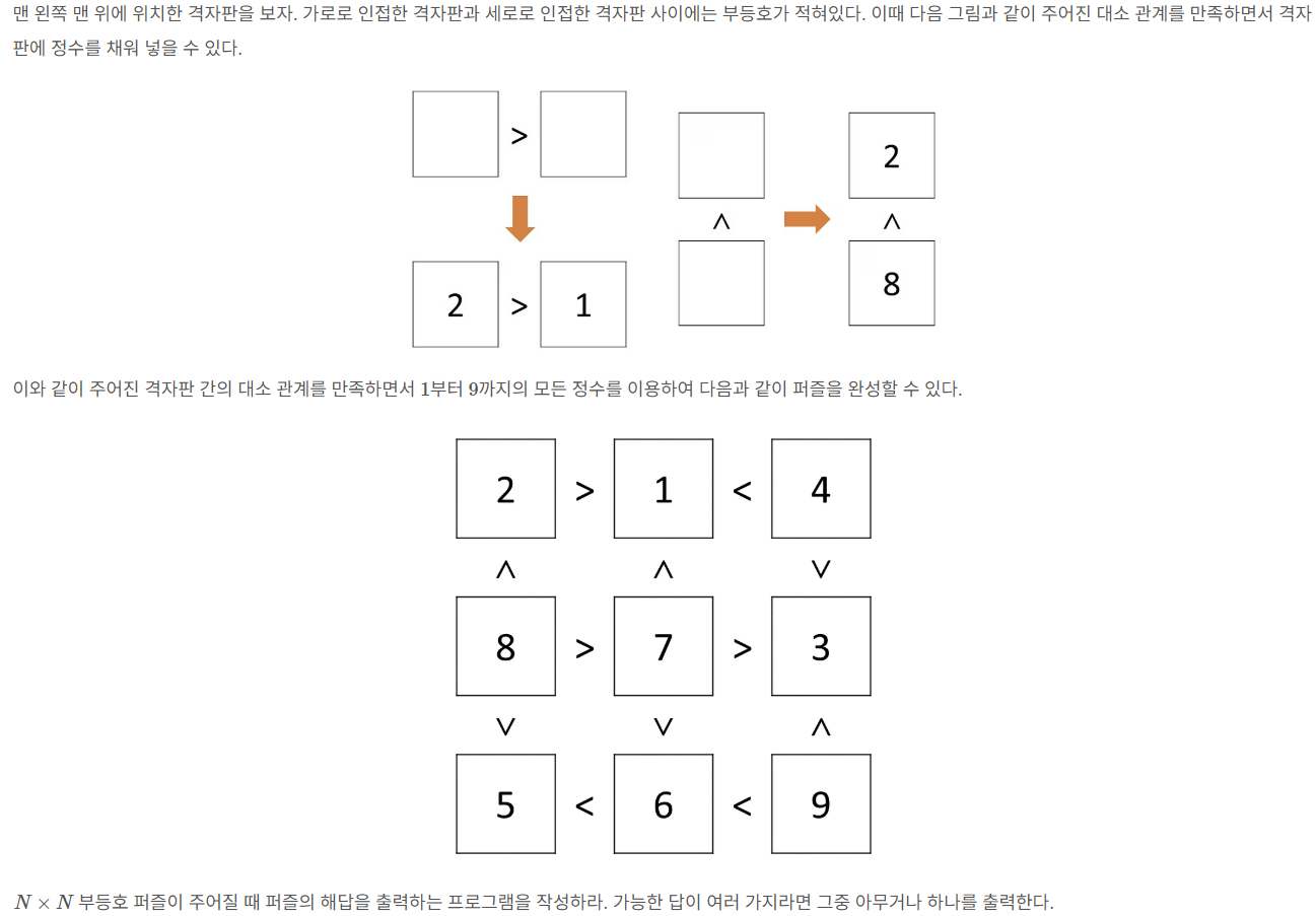 [BOJ] 31854 부등호 퍼즐 (Java)