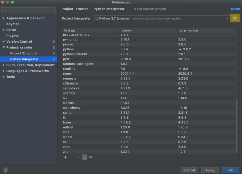 pycharm Interpreter setting