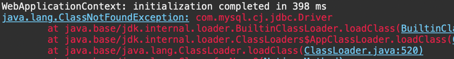 [Spring/스프링] java.lang.ClassNotFoundException: com.mysql.cj.jdbc.Driver