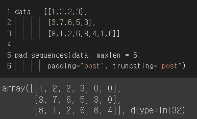 pad_sequences method