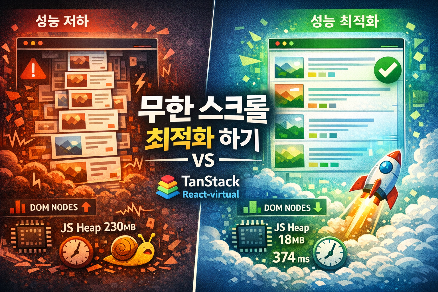 무한 스크롤 성능 최적화: DevTools로 확인하고 TanStack Virtual(@tanstack/react-virtual)로 해결하기