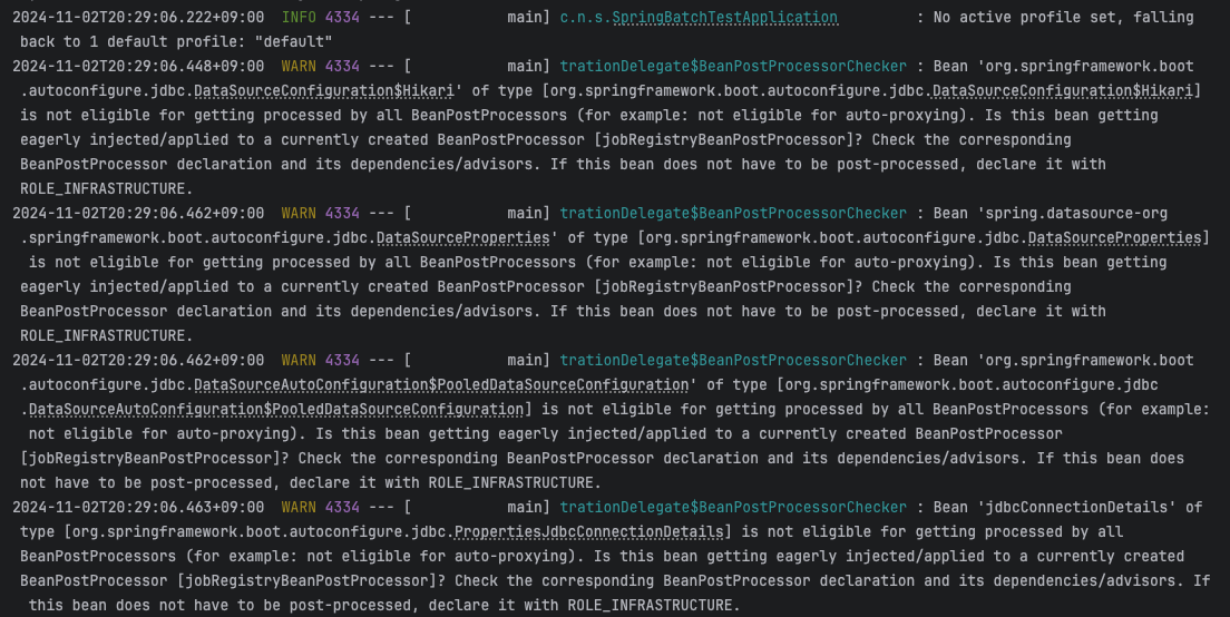 [오류 해결] Bean is not eligible ... BeanPostProcessor