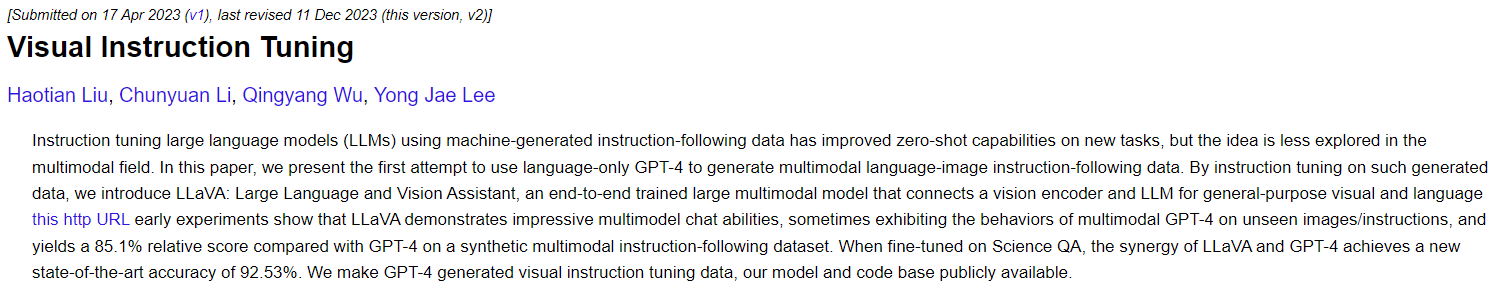 [논문 리뷰] LLAVA:Visual Instruction Tuning