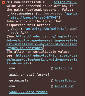 [Error] A non-serializable value was detected in an action