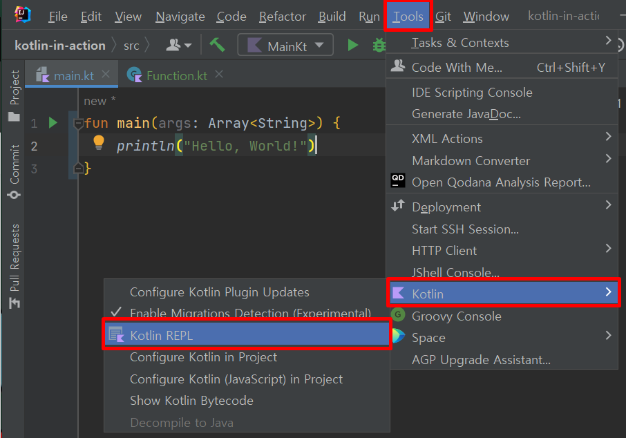 Kotlin의 기초 이론과 "Hello, World!" 출력하기