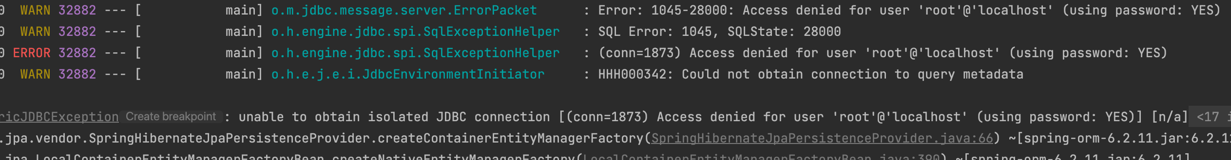 Access denied for user 'root'@'localhost' (using password: YES)