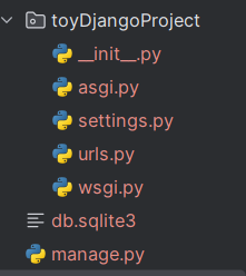 django-admin startproject 생성되는 파일들 간단히 정리