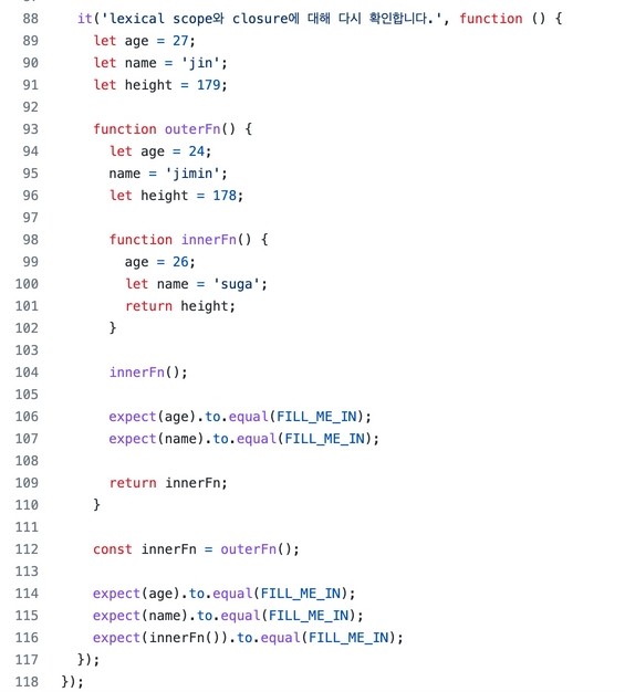 코드스테이츠[Unit10] JavaScript Koans