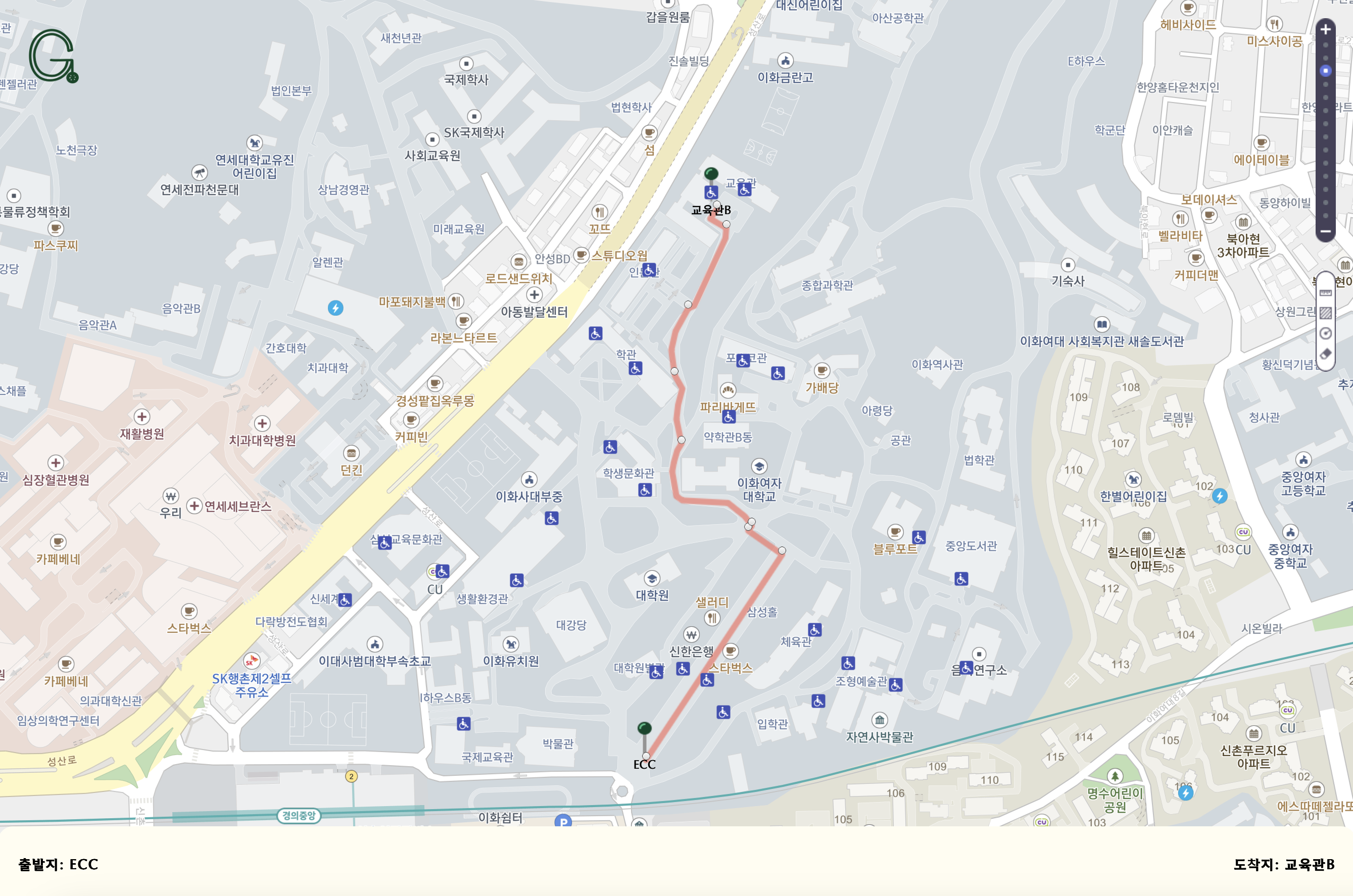 캠퍼스 Access Map 기획과 개발 15주차 휠체어 입구 지도에 표기 Tmap 티맵 보행자 길찾기 Api 활용