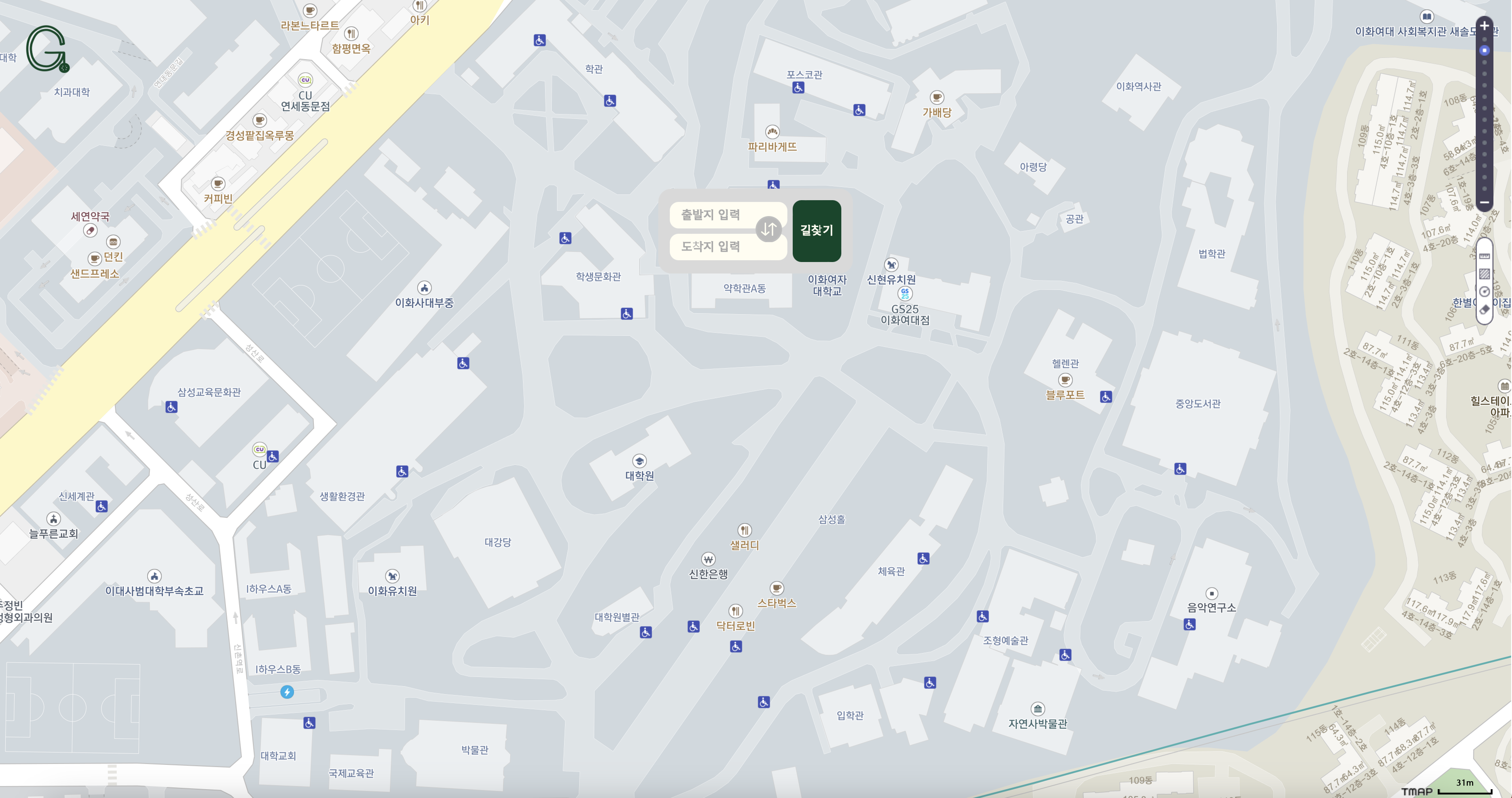 캠퍼스 Access Map 기획과 개발 15주차 휠체어 입구 지도에 표기 Tmap 티맵 보행자 길찾기 Api 활용