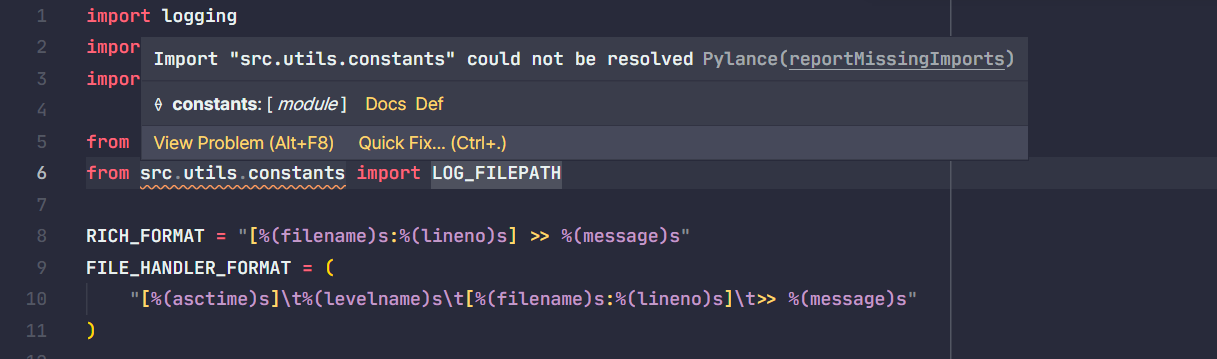 Pylance 사용 시 "Could not be resolved" 에러 발생할 때