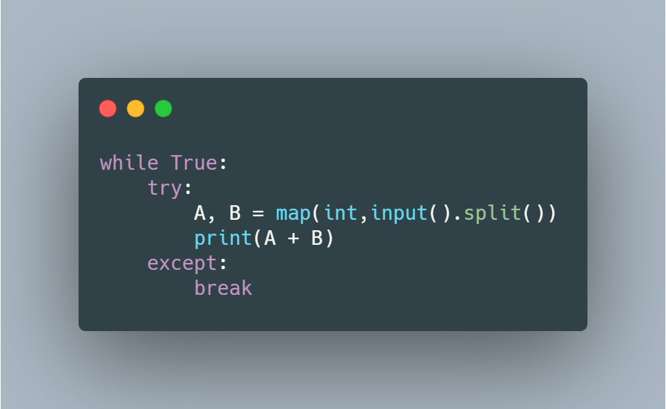 BOJ 10951 python(A+B - 4)