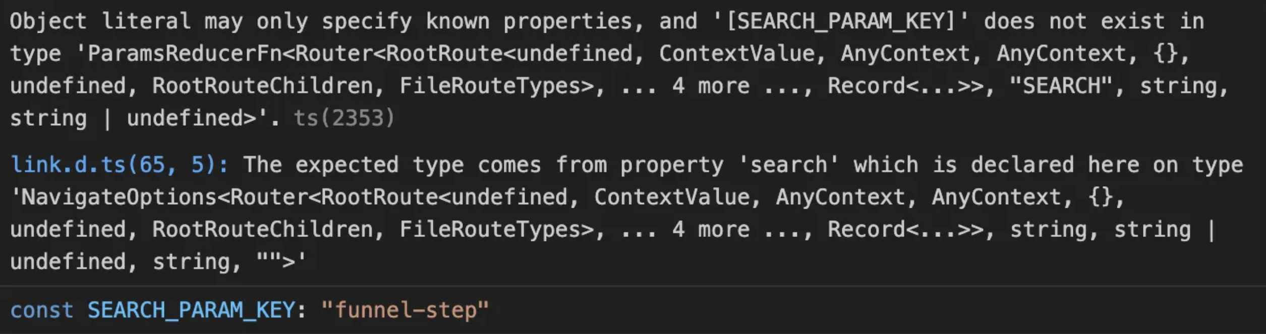 TanStack Router에서 Search Param을 등록하고 읽을 때 발생하는 타입 오류와 해결 방법