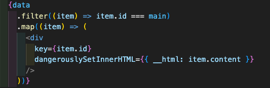 [React/리액트] dangerouslySetInnerHTML 를 사용하여 DOM 요소의 HTML 콘텐츠 설정하기