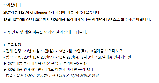 SKT Fly AI Challenger 4기 합격 후기