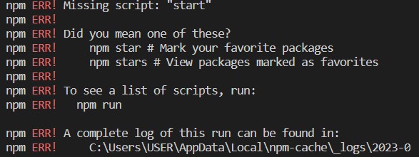 npm run start 오류났을 때