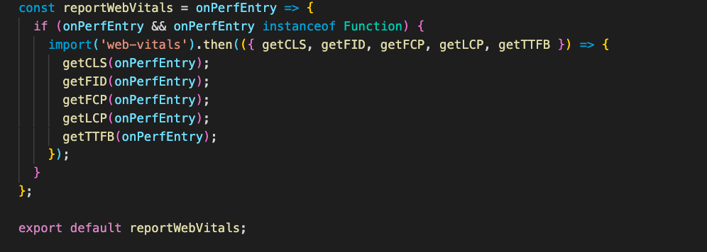 React) report Web Vitals