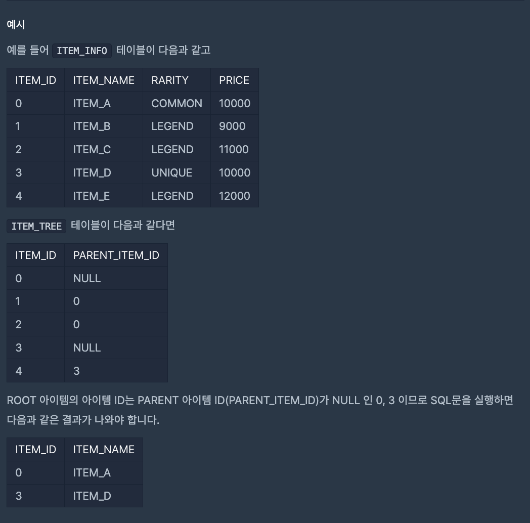 [SQL 고득점 Kit / IS NULL ] Level 2 - ROOT 아이템 구하기