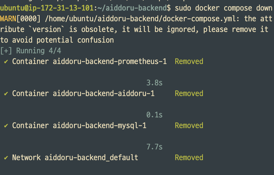sudo 권한에서 Error response from daemon: cannot stop container