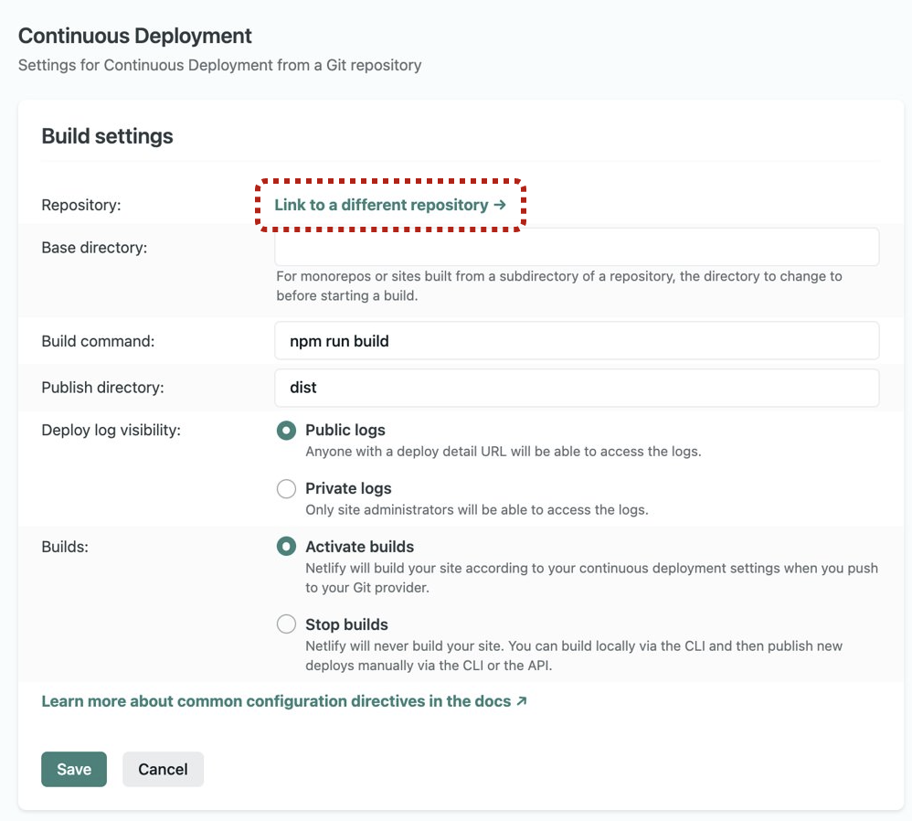 Netlify Change Github Repository