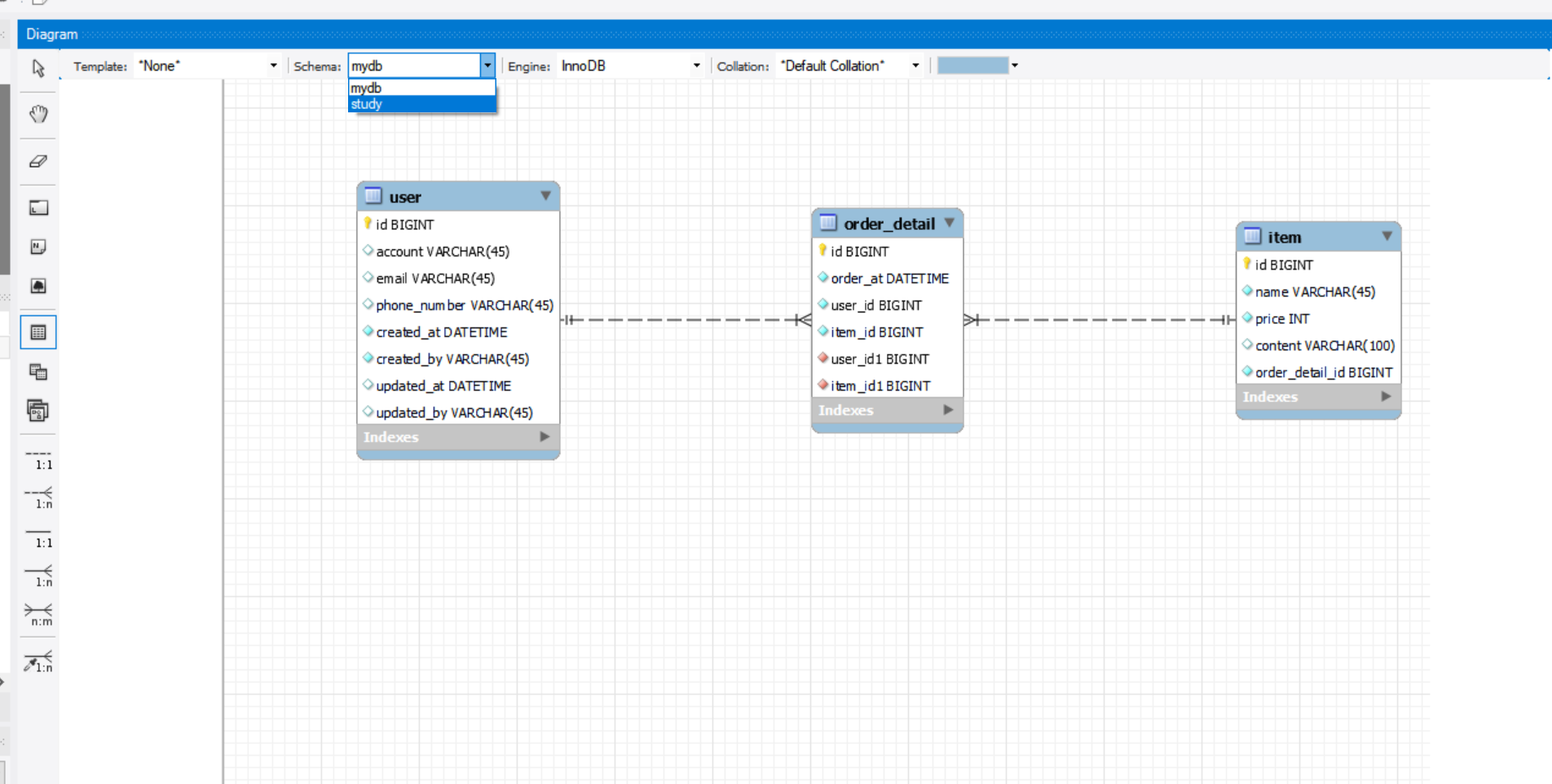 MySQL Workbench로 ERD다이어그램 생성