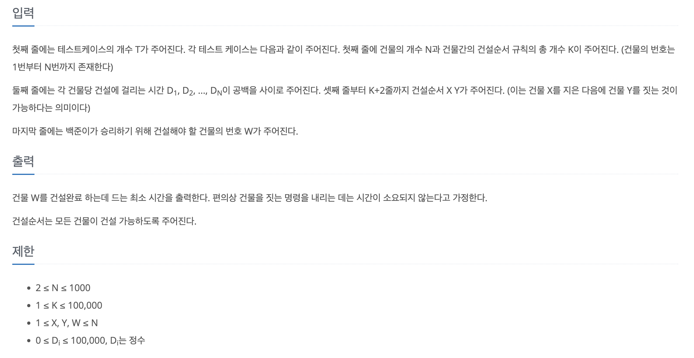 [BOJ 1005][위상정렬][C++] ACM Craft - Day2