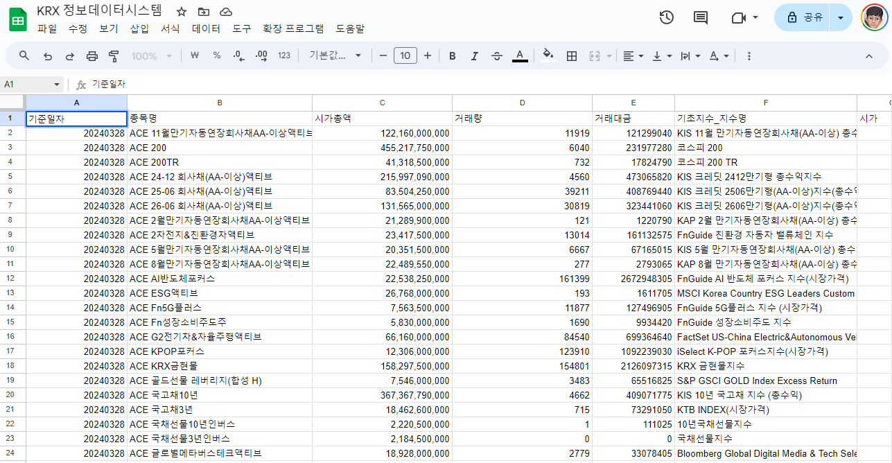 KRX API로 국내 상장 ETF 데이터 불러오는 법