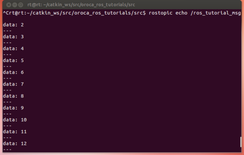 ROS msg publisher & subscriber 작성 및 실행