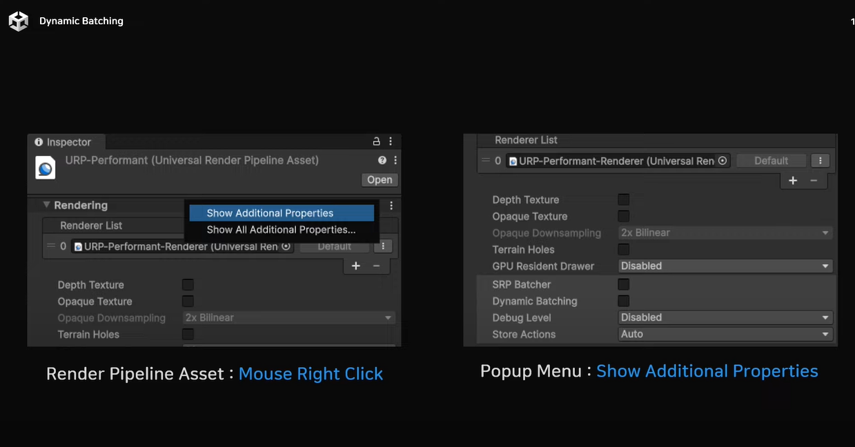 배칭(Batching) + 유니티 배칭설정까지