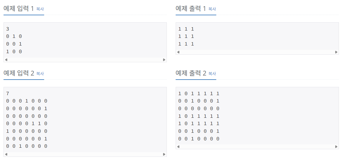 [백준11403 / Silver1] 경로 찾기 - Java(자바)