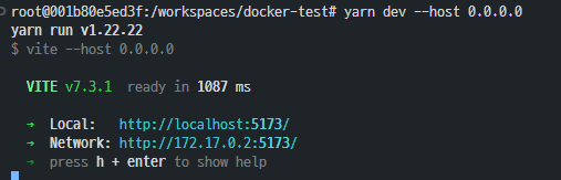 Vite + Docker Dev Container에서 localhost:5173 접속 안 될 때