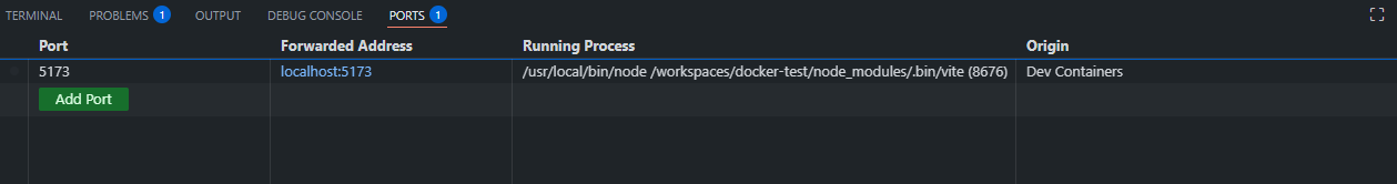 Vite + Docker Dev Container에서 localhost:5173 접속 안 될 때